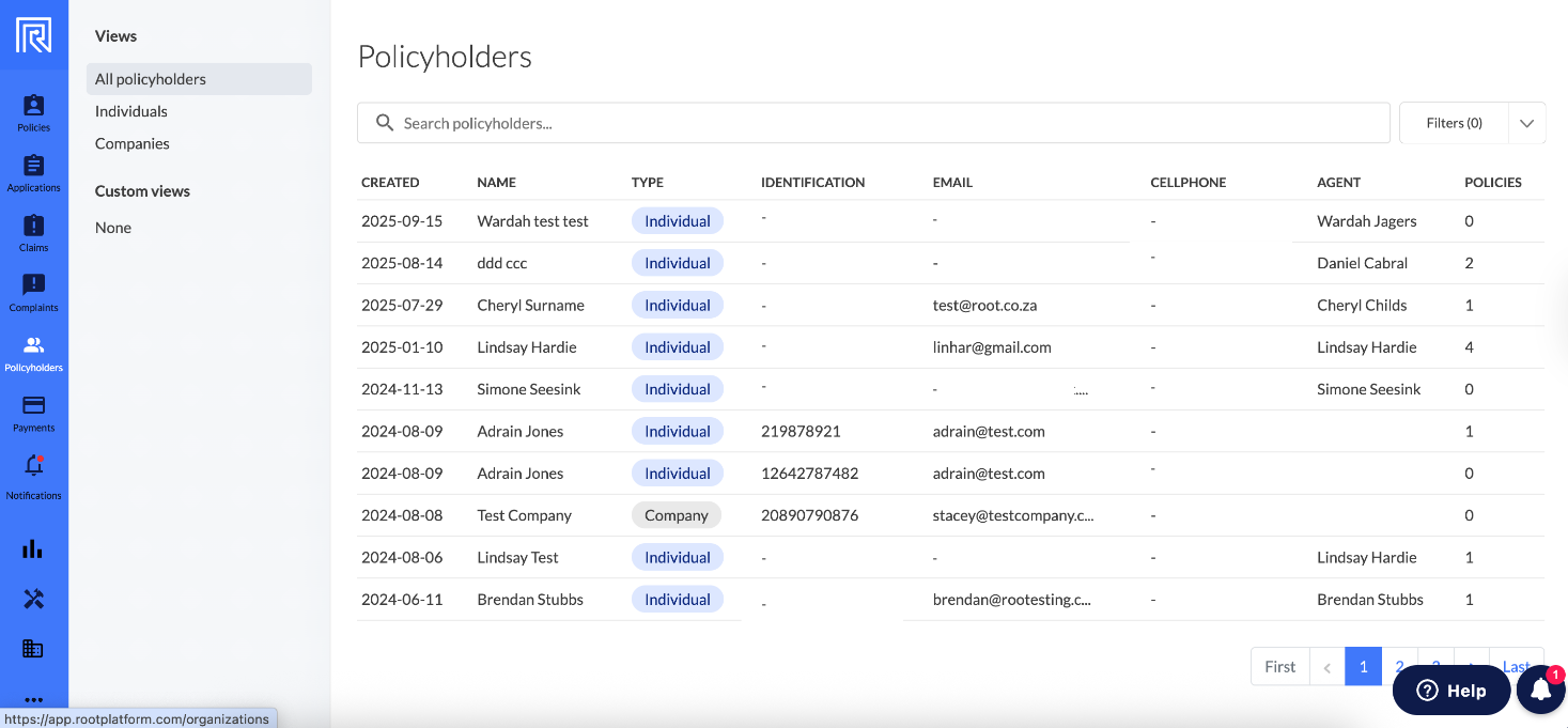 Edit a Policyholder's information – Root Help Centre